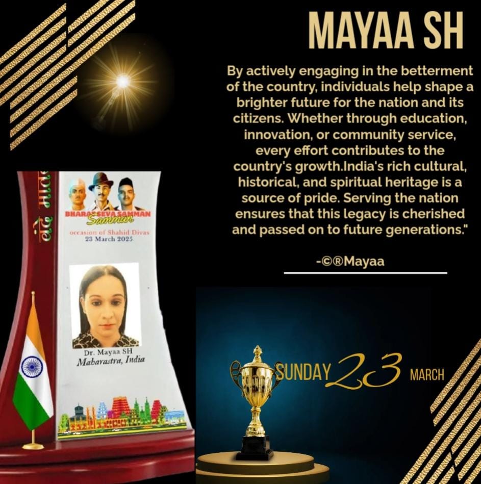 It's A Bharat Seva Ratna Samman 2025 For Mayaa SH - Hindustan Saga